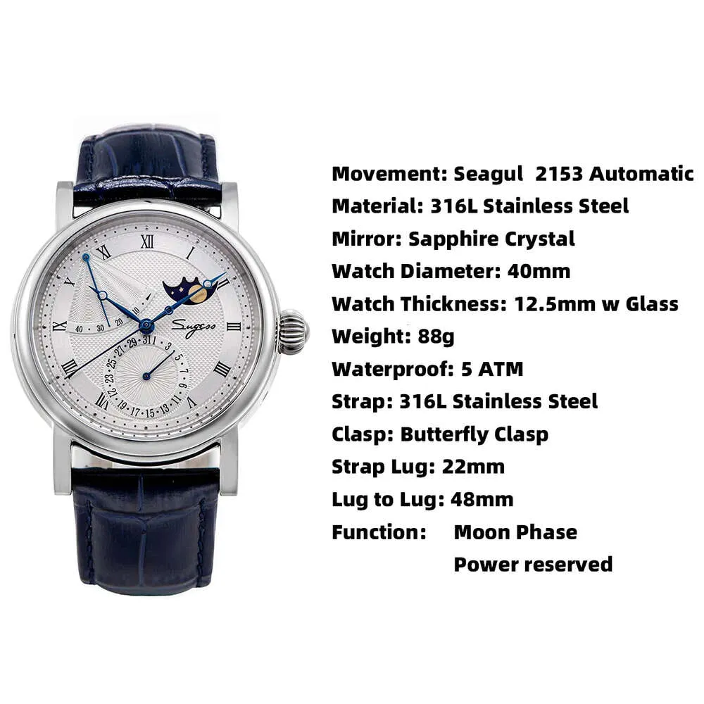 Automatic Moon Phase Automatic Watch For Men: Powerful Sapphire ...