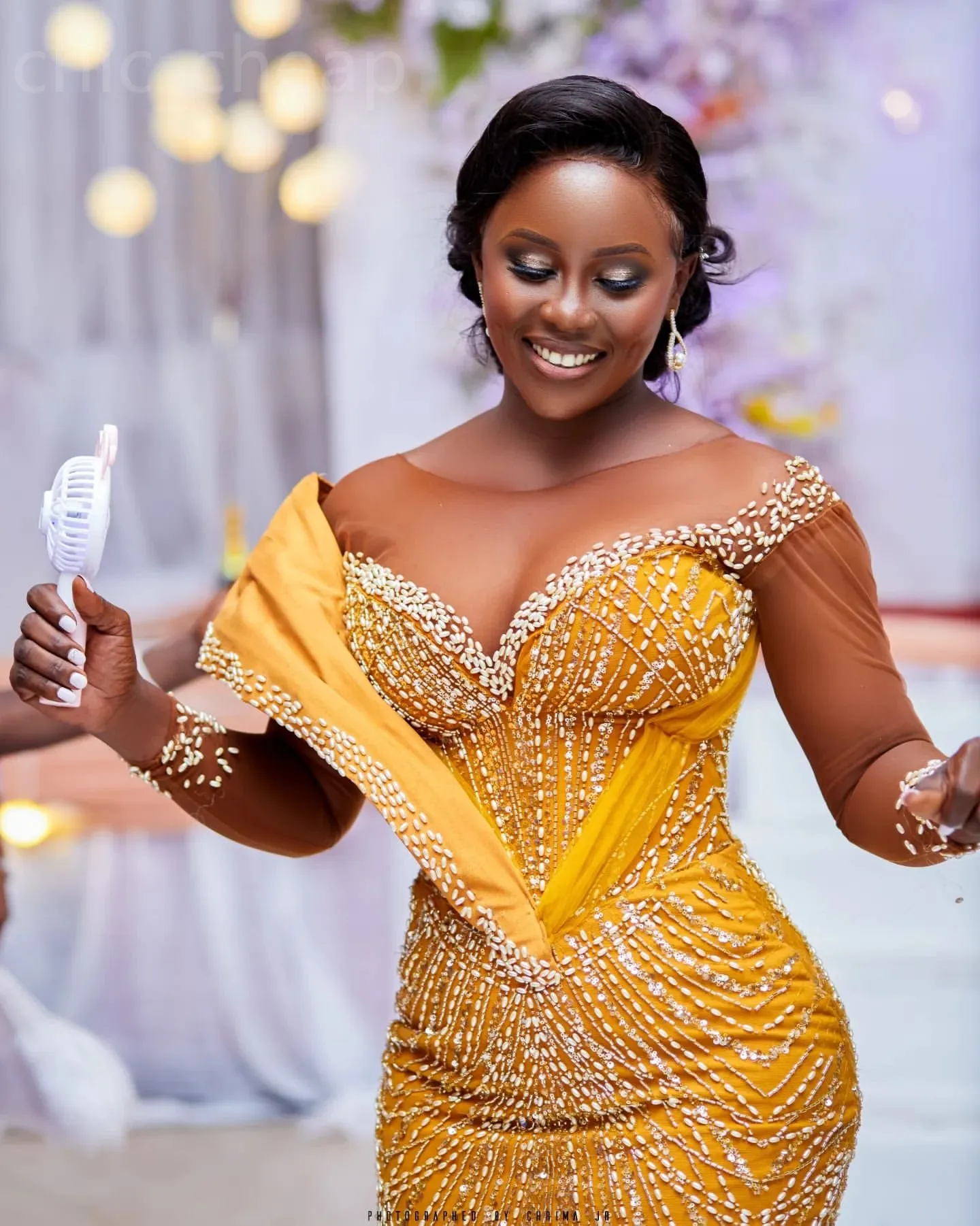 Aso Ebi Yellow Mermaid Prom Dress: Luxurious Beaded Sequined Gown For 50th Birthday, Engagement ...