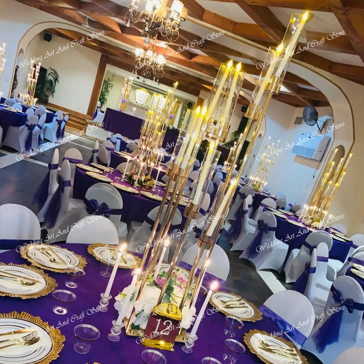 Shiny Gold Column Centerpiece Table Column Pillar Flower Stand ...