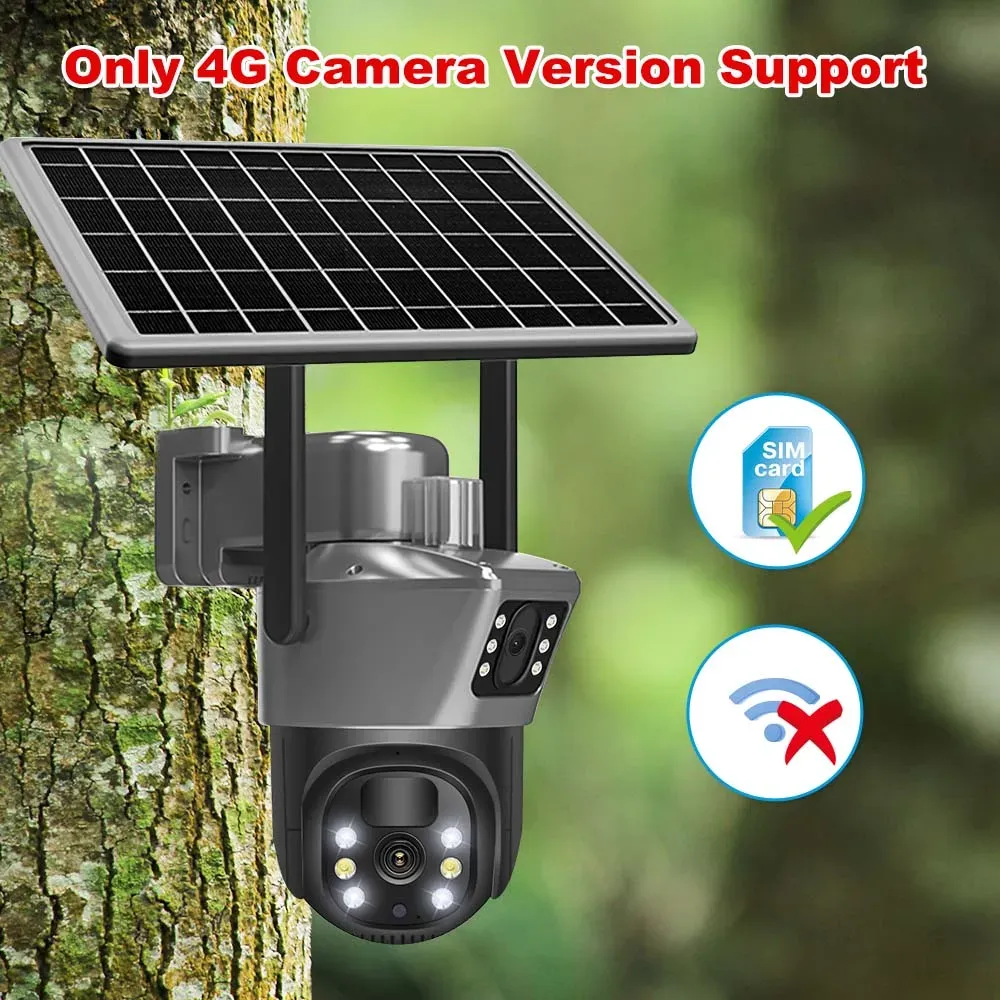 Security Camera With SIM Card: 4K 8MP Dual Lens Solar Powered Wireless ...