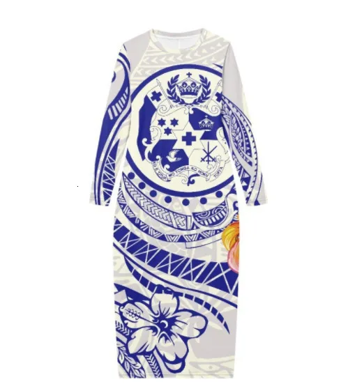 Polynesian Clothing: Women's V Neck Traditional Dress, Three Quarter ...