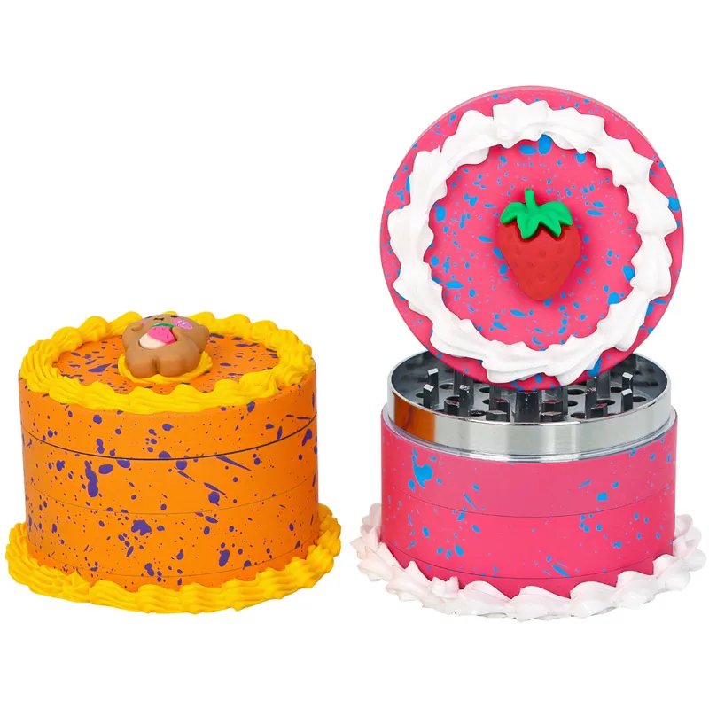 Colorful Birthday Cake Herb Grinder - 4-Layer 63mm Metal Design, Sharp ...
