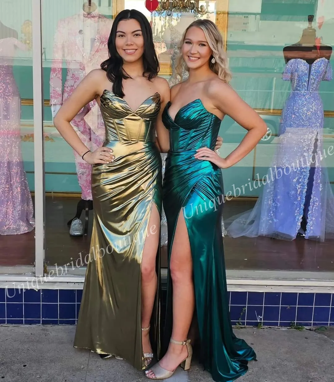 DHgate.com:Pleated Metallic Prom Queen Dress 2k24 Ruched Sweetheart ...