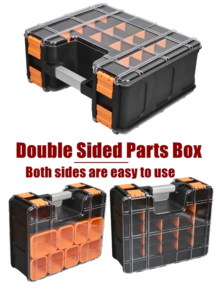 Heavy-Duty Double-Sided Plastic Toolbox with Compartments for ...