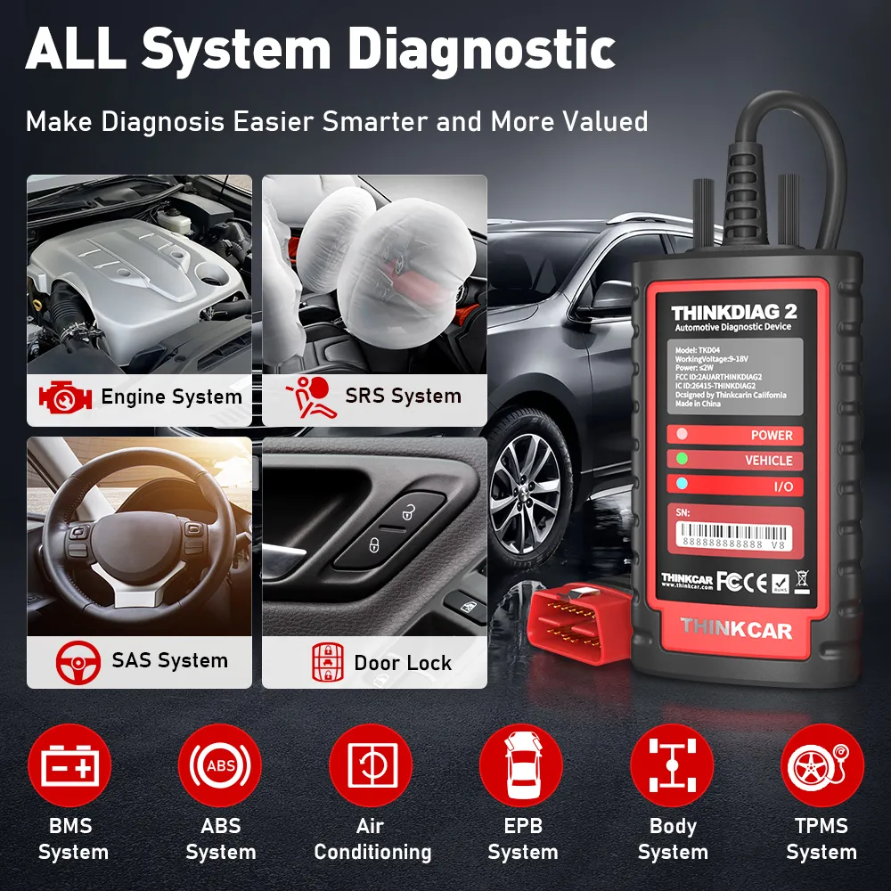 THINKDIAG 2 OBD OBD2 Scanner: Powerful Car Diagnosis, 16 Resets, CAN FD ...