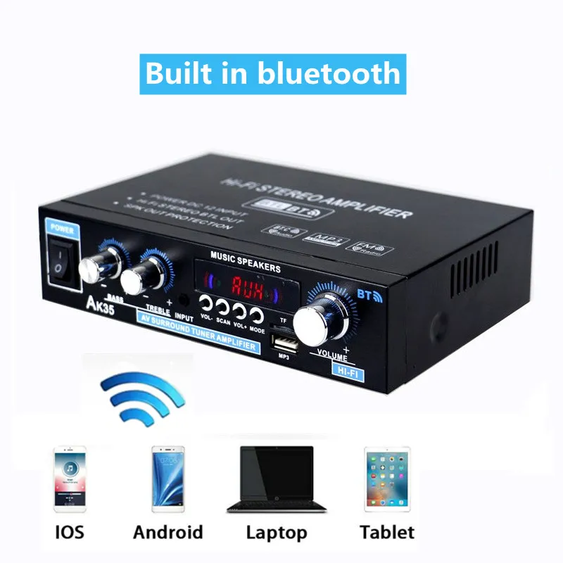 Mini Amplifier Home Audio Receiver - 2-Channel Bluetooth 5.0 Surround ...