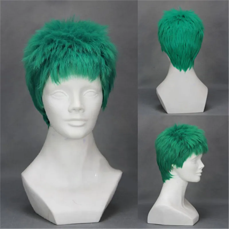 Roronoa Zoro ONE PIECE Short Green Fluffy Synthetic Green Hair Wig Heat ...