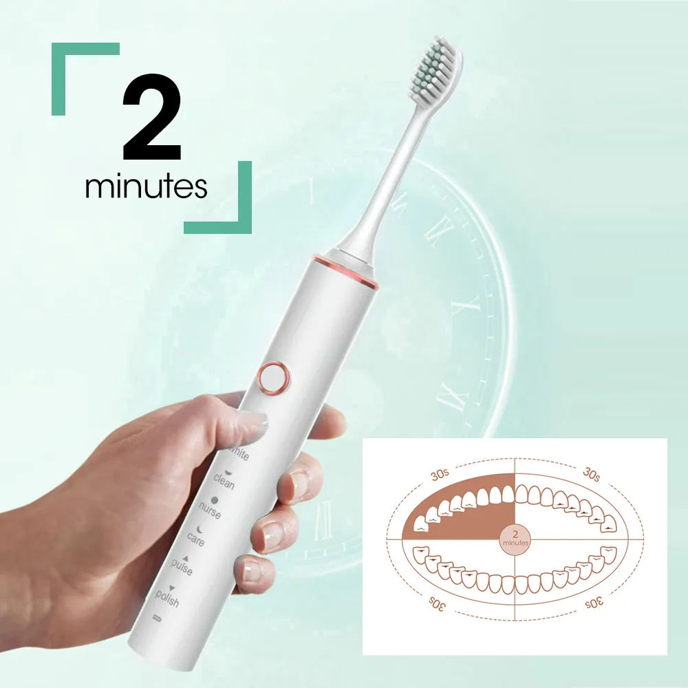 IPX7 Waterproof Sonic Electric Toothbrush with 18 Cleaning Modes, USB ...