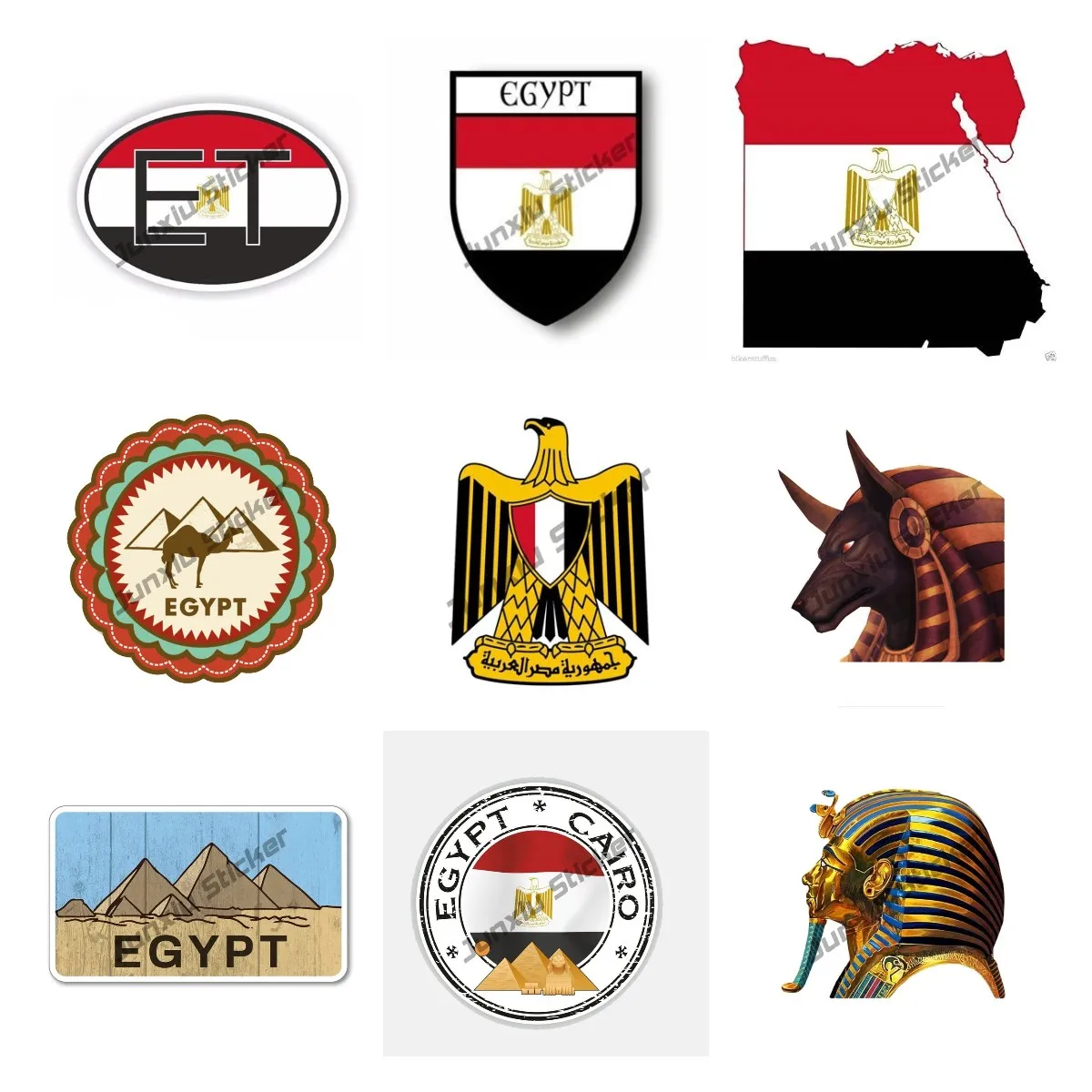 Egypt MAP Flag Decal Sticker Vintage Pyramid, Pharaoh, Desert Camel ...