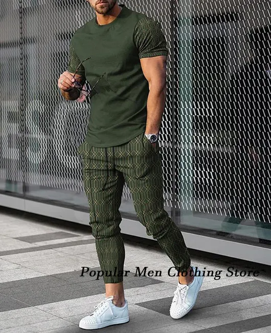 Mens 3D Printed Summer Jogger Set Short Sleeve T Shirt And Long Mens Plaid Pants For Streetwear And Sportswear From Ddmyhome 29.37 DHgate.Com