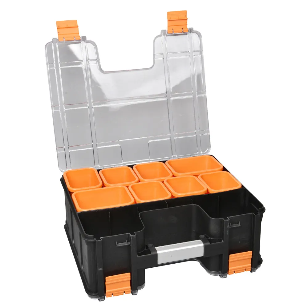 Plastic Tool Box Organizer Double Sided Multi Grid Parts & Electronic ...