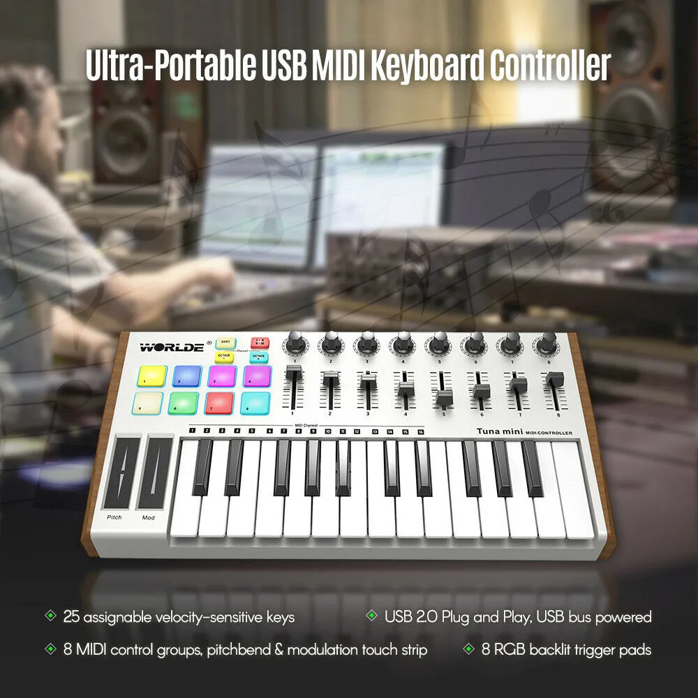 DHgate.com:WORLDE TUNA MINI: Compact 25-Key USB MIDI Keyboard with RGB ...