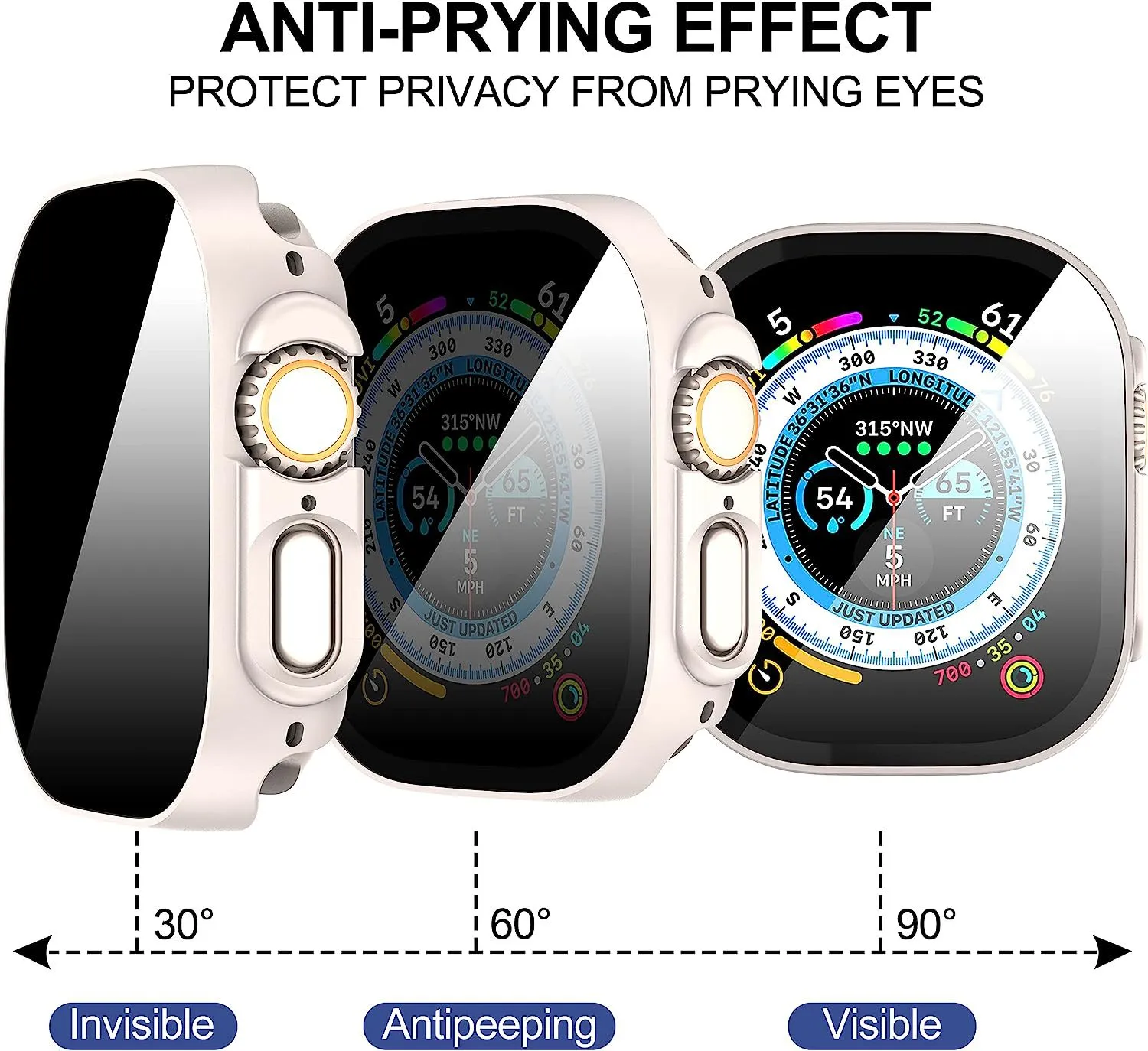 Anti-Spy Tempered Glass Privacy Screen Cover Protector for Apple Watch ...