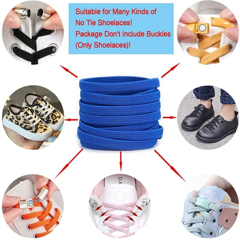 Classic Flat Elastic Shoelaces for Sneakers and Casual Shoes, Rubber ...