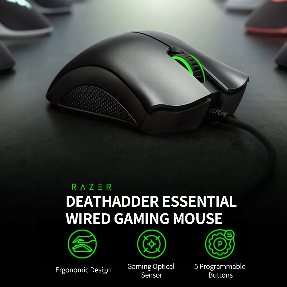 Razer DeathAdder Essential: 6400DPI Wired Gaming Mouse for Ergonomic ...