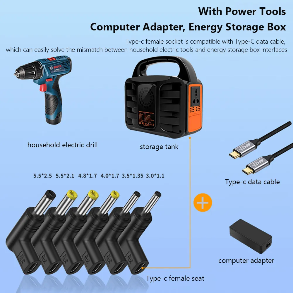 Multifunctional Type-C Female to DC Male Universal PVC USB Power ...