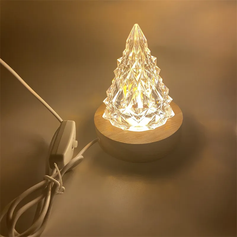 Wooden LED Light Display Base stand for with USB and Glass Resin Art ...