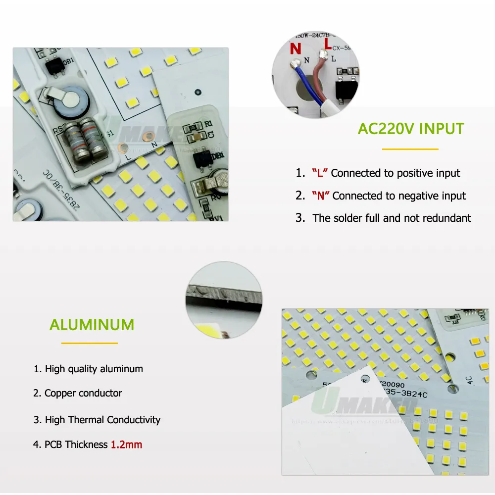 AC220V IC Drive LED PCB Floodlight Plate, Full Power Light Source Panel ...