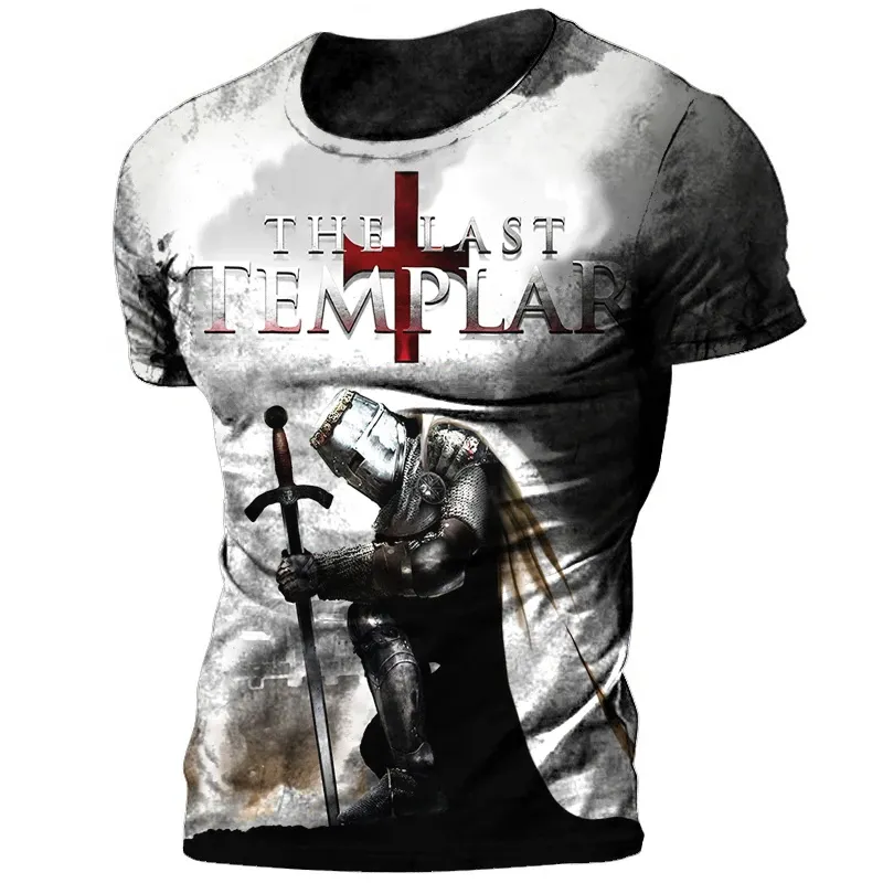 Men's Retro Street Style Templar 3D Printed Jesus Christ Cross shirt ...