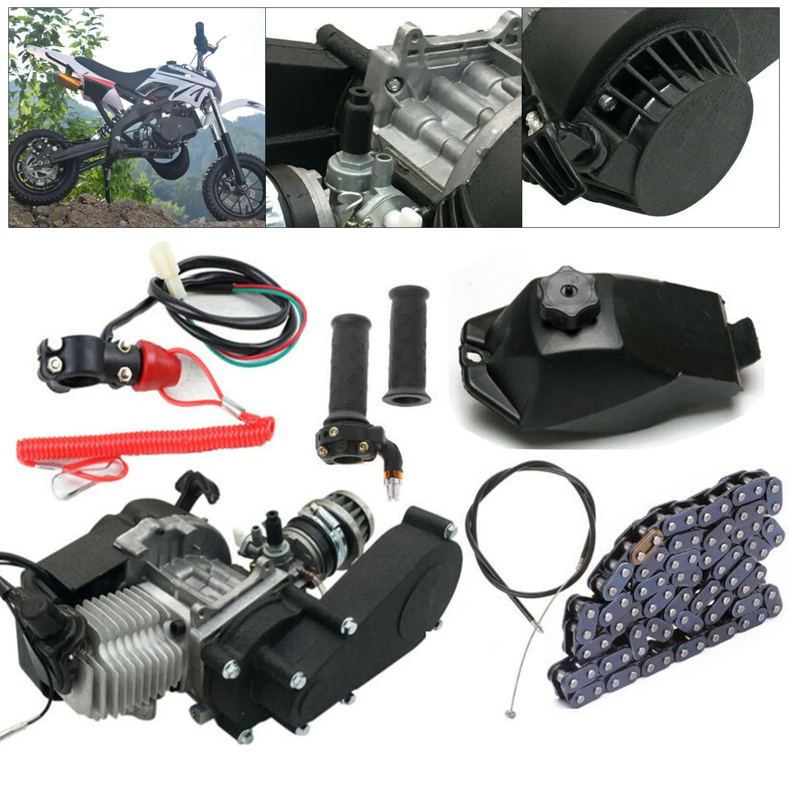 2024 49CC 2 Stroke Engine Pull Start Kit For Pocket, Mini Quad, ATV ...
