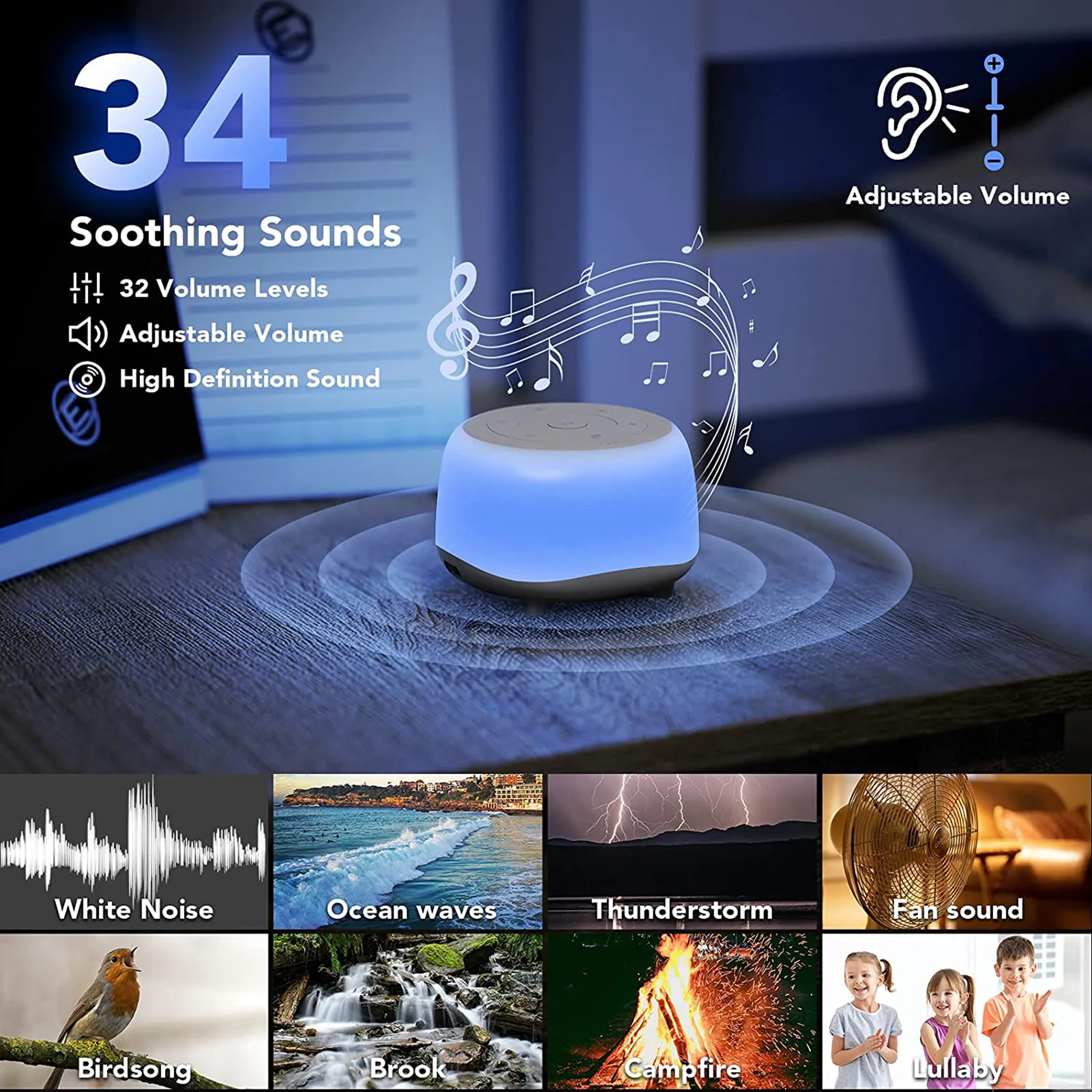 Sleep Sound Machine White Noise Machine For Babies 34 Soothing Sounds ...