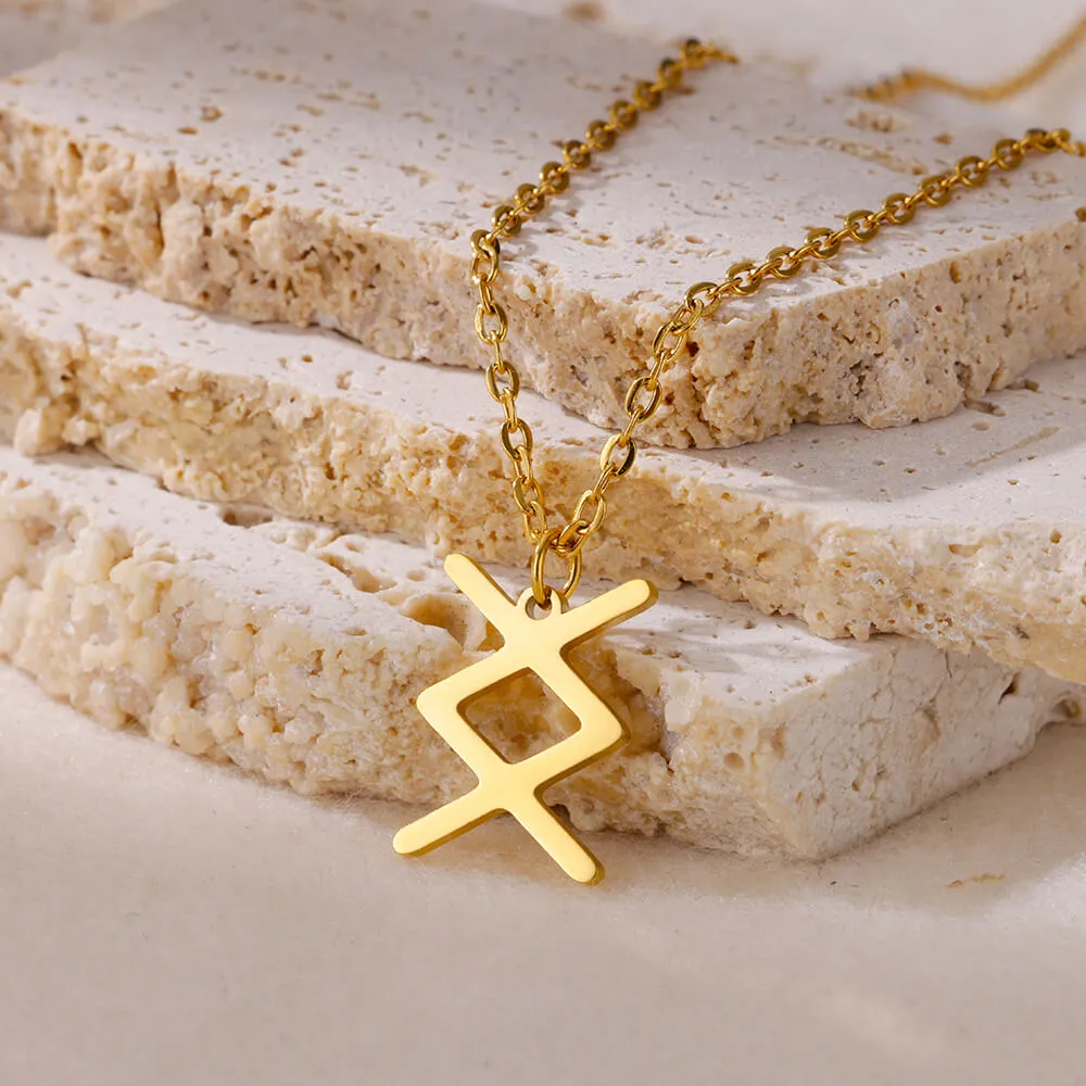 Norse Rune Pendant Layered Necklace for Women - Dainty Minimalist Elder ...