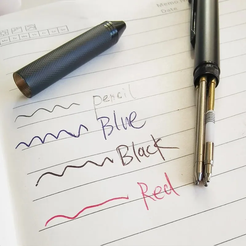 4-in-1 Multicolor Metal Pen with Ballpoint Pen Refills and Automatic ...