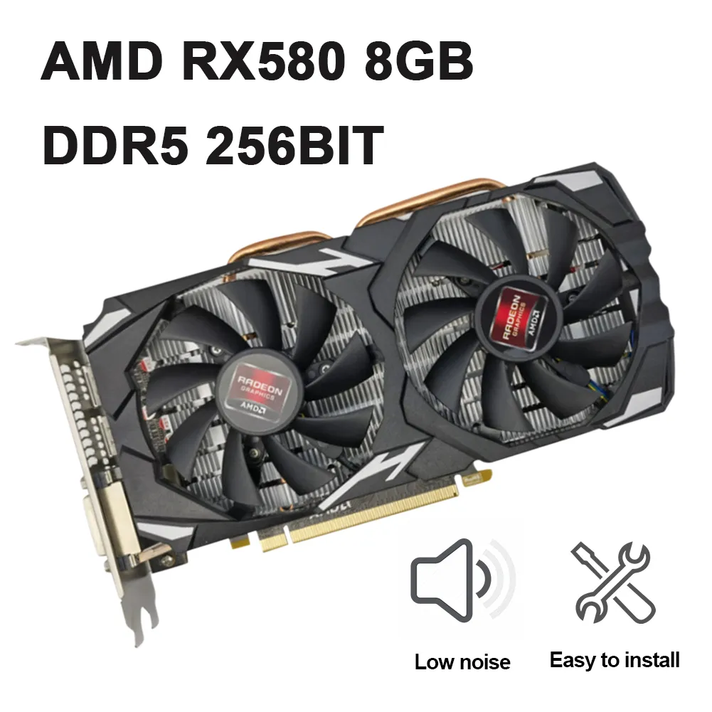 RX580 Gaming Graphics Card - 1/2/4/8GB DDR3 GPU, PCI-E X16, HD+VGA+DVI ...