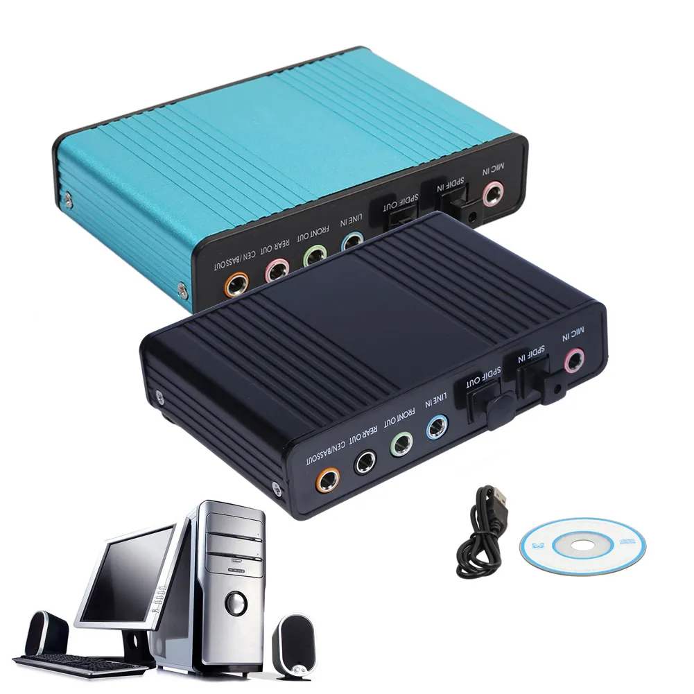 2024Pro 6CH USB External Sound Card w/ CM6206 Chipset for Laptop ...