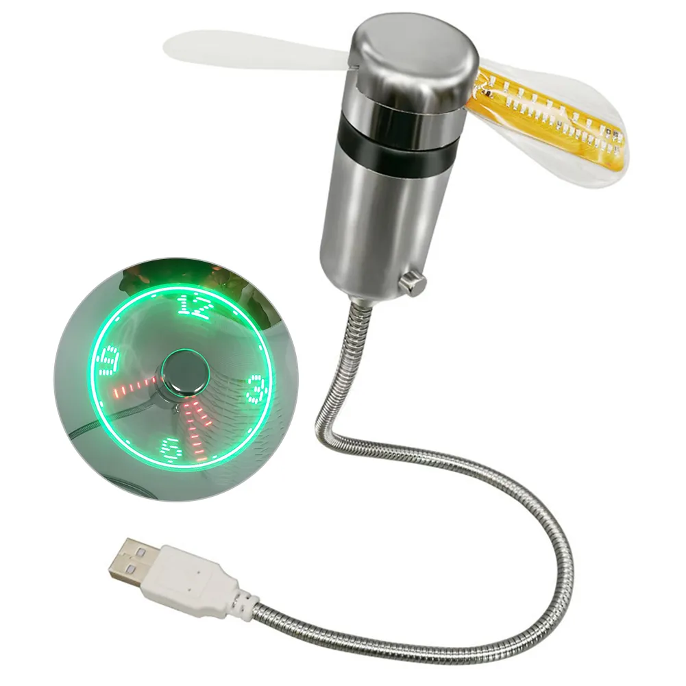 Portable LED time clock Fan with Real-Time Temperature Display and ...