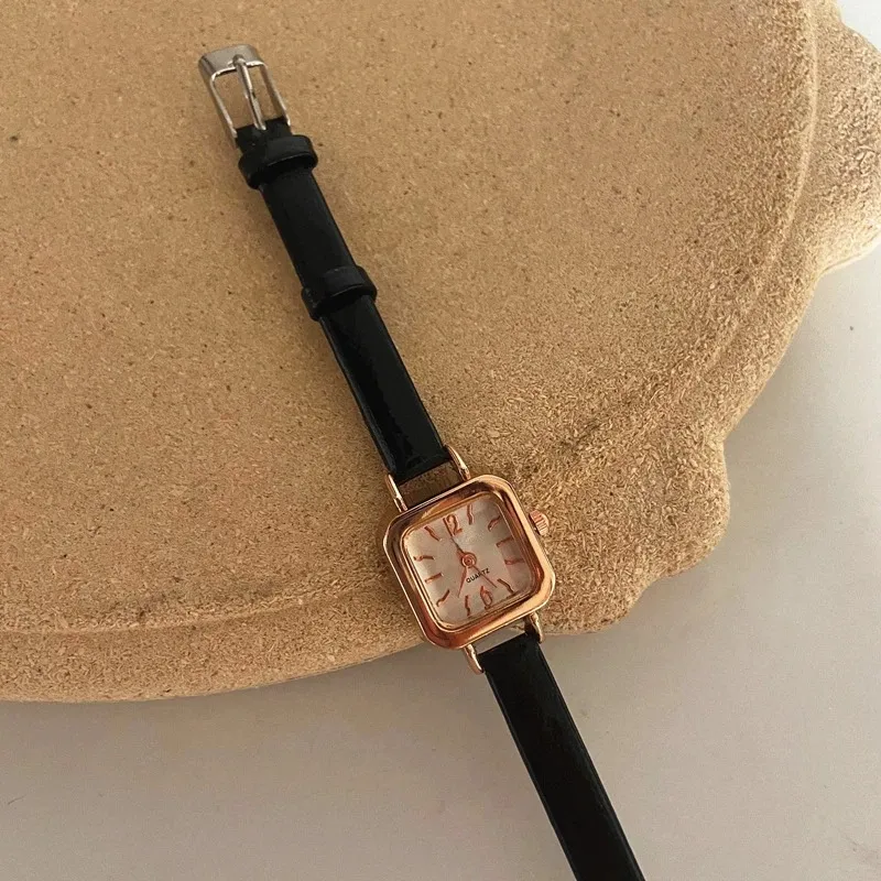 Vintage Square Leather smart watch with Thin Strap...