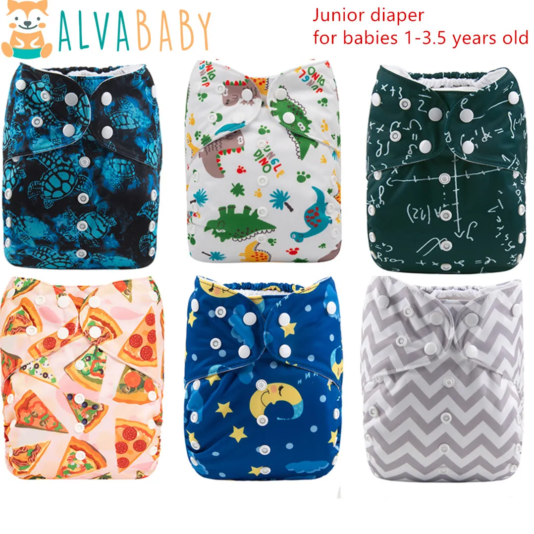 ALVABABY Junior Cloth reusable cloth diapers with 6 Microfiber Inserts ...