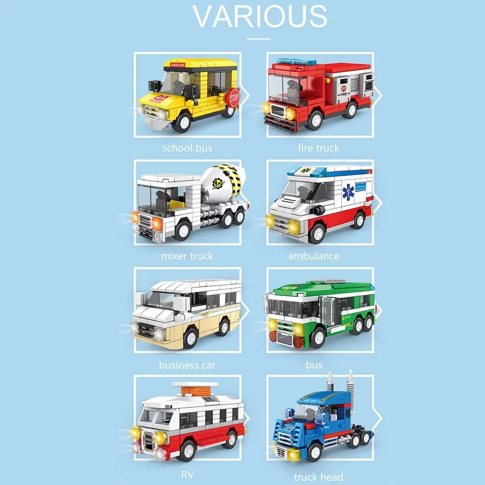2024 Ciudad Serie Building Blocks Police Car, School Bus, Camper Van ...