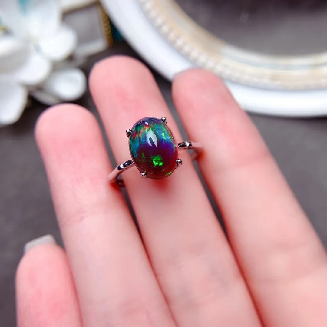 Sterling Silver Opal Ring: Genuine Black Opal, 925 Silver Gemstone Jewelry for Daily Wear from ...