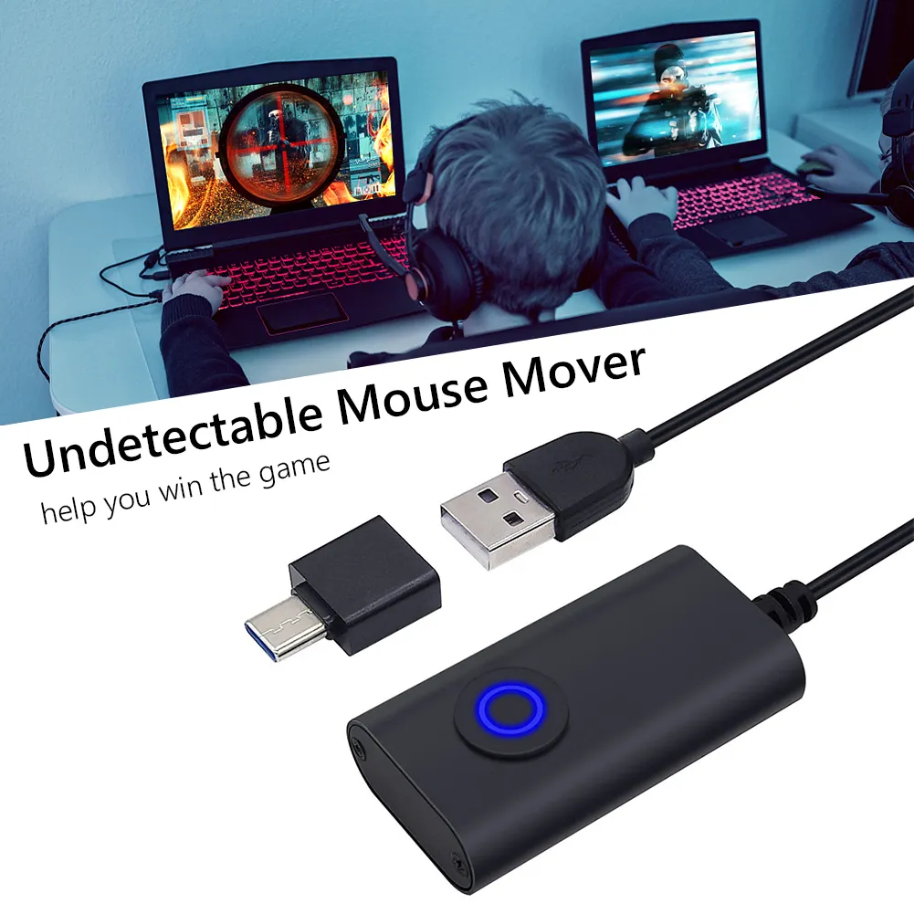 2-in-1 USB-C Mouse Jiggler & 128GB Flash Drive, Auto Mouse Mover for PC ...
