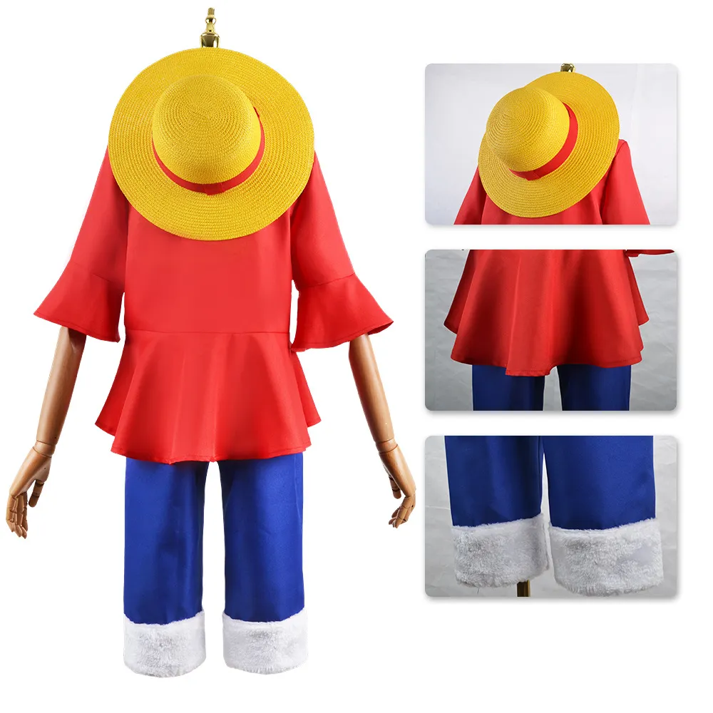 Anime Luffy Cosplay Costumes Straw Hat Pirate Jacket Uniform For Men ...