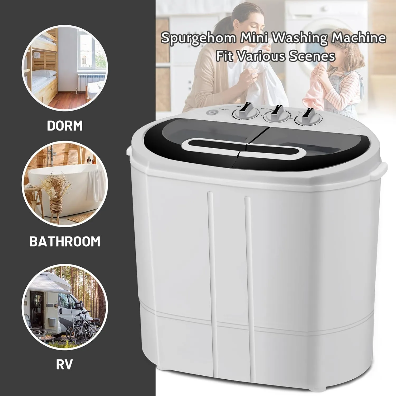 DHgate.com:Spurgehom Portable Washing Machine, 15 lbs Capacity Washer ...