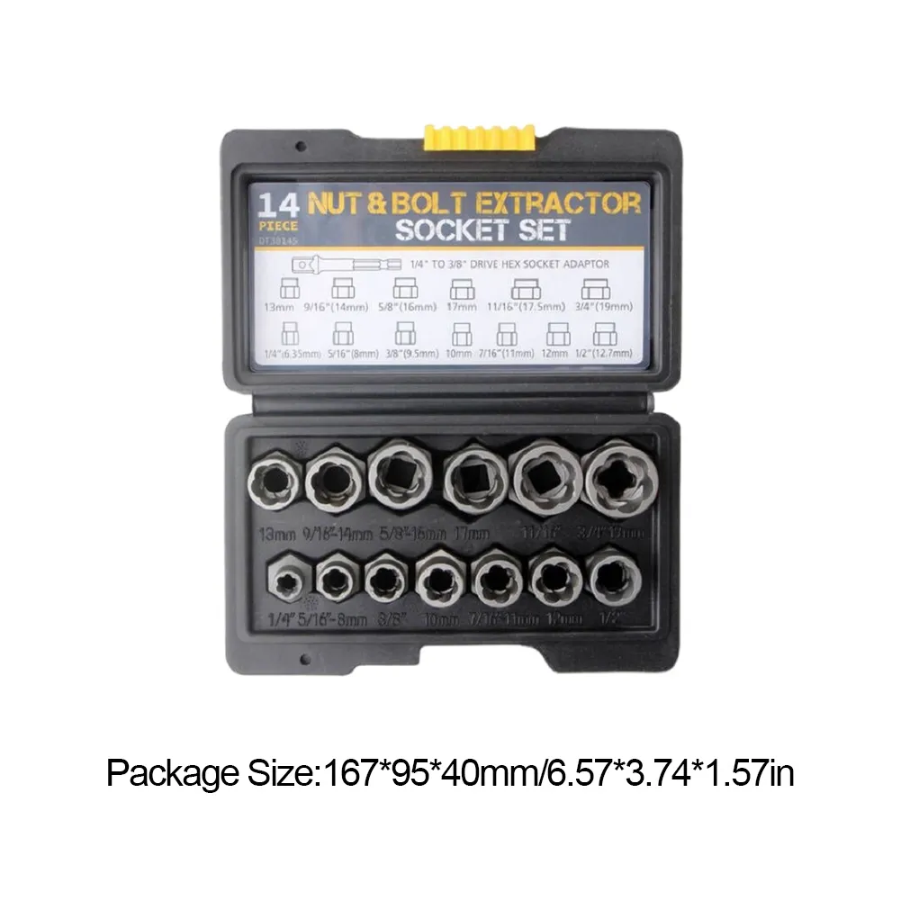 14-Piece Alloy Bolt Nut Extractor Set - Damaged Bolt Remover Tool Kit ...