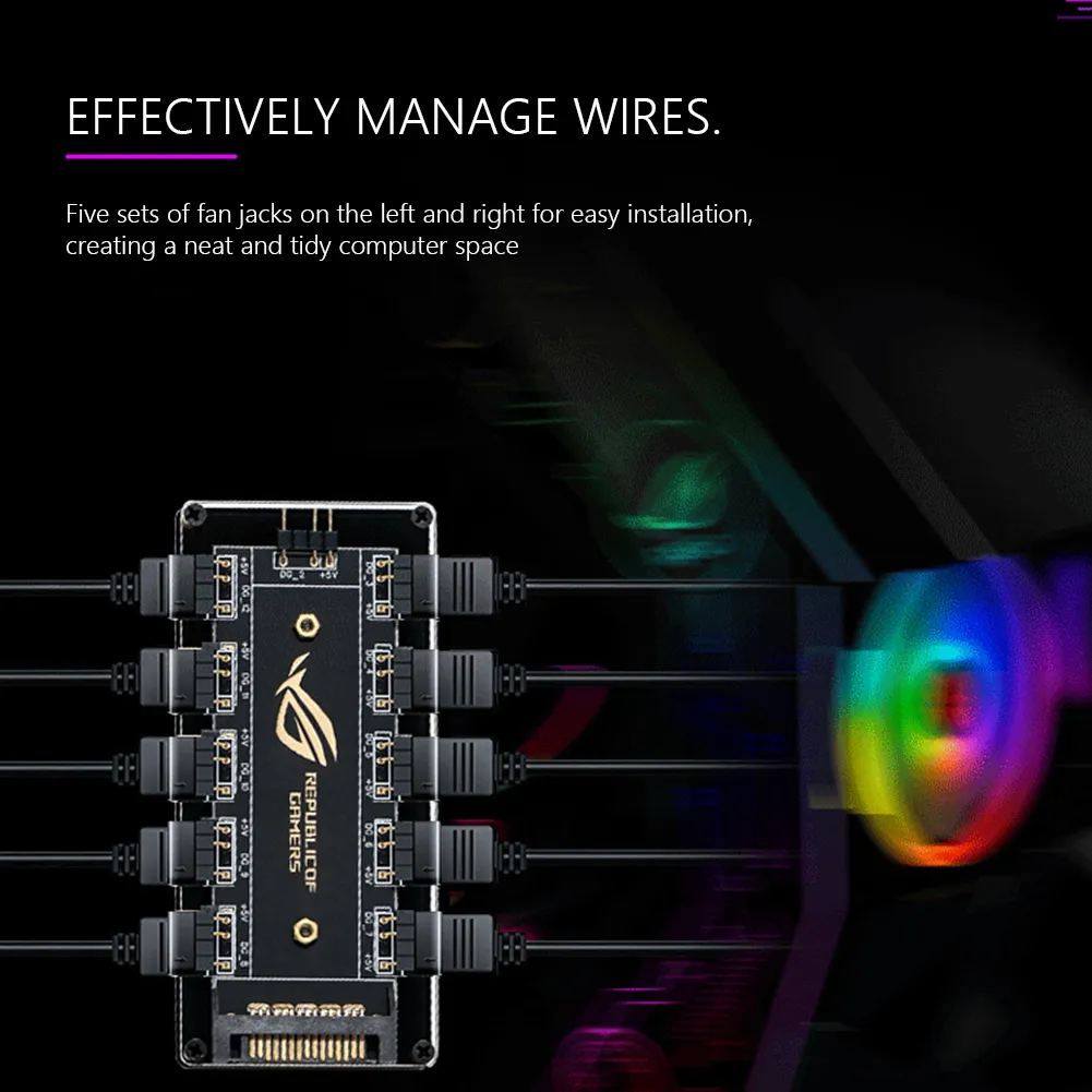 RGB Fan Splitter Hub For ASUS/MSI/GIGABYTE Motherboards Corsair RGB Fan ...