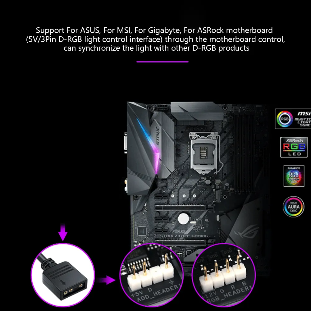 RGB Fan Splitter Hub For ASUS/MSI/GIGABYTE Motherboards Corsair RGB Fan ...