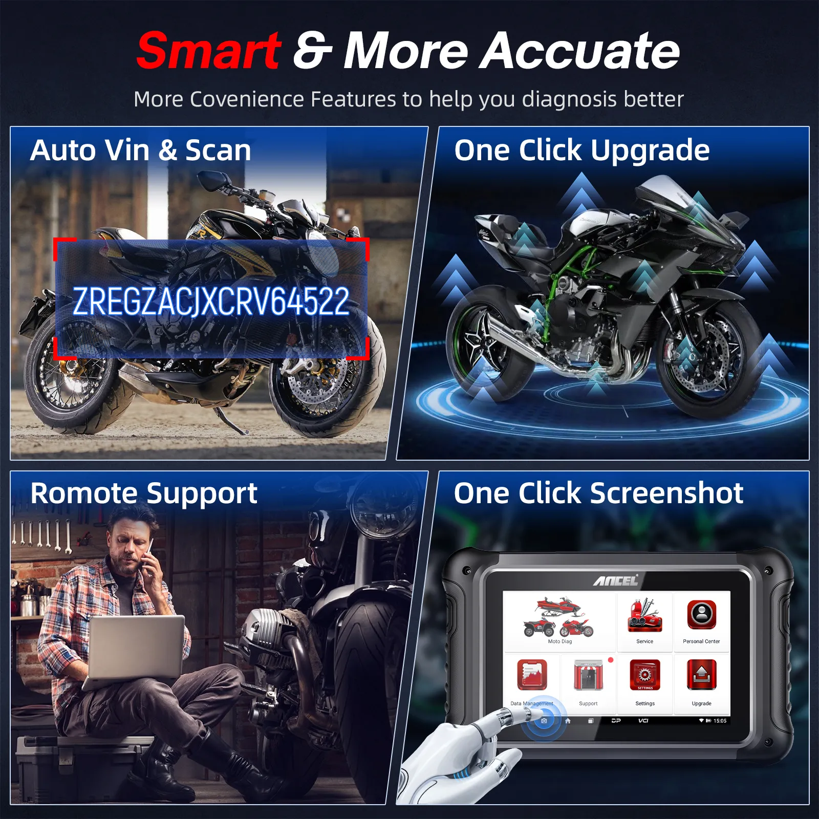 DHgate.com:ANCEL MT700 Motorcycle OBD2 Scanner, ECU Coding Oil Reset ...