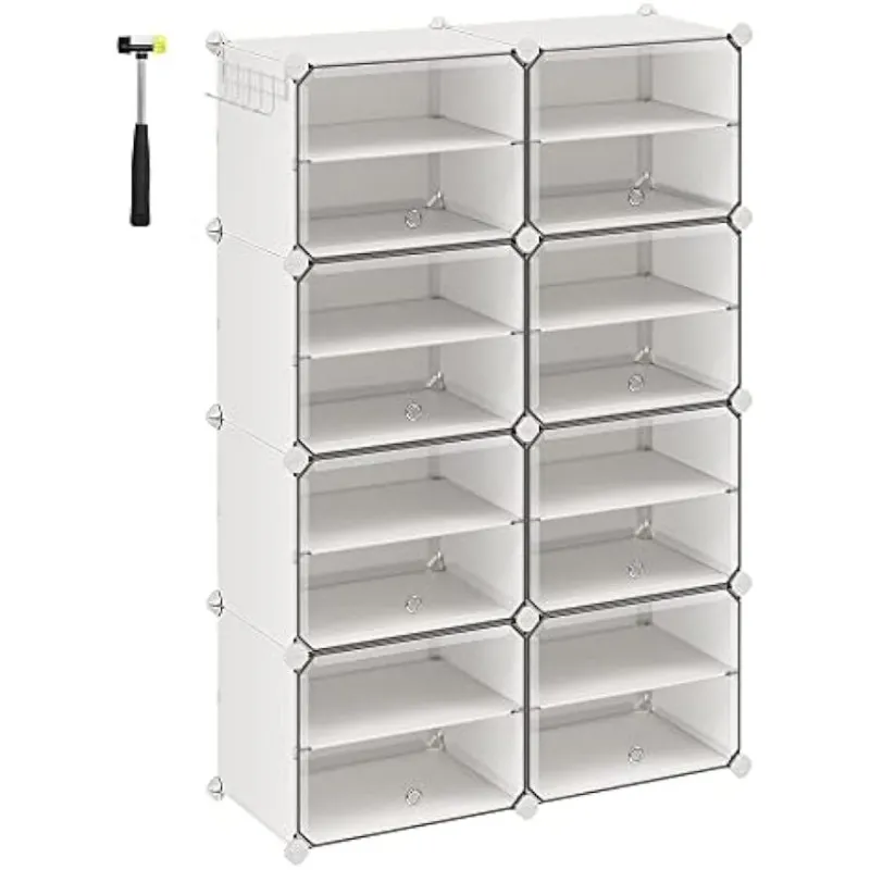 Shoe Cube Organizer 8 Cube Plastic Shoe Storage Cabinet With Doors ...
