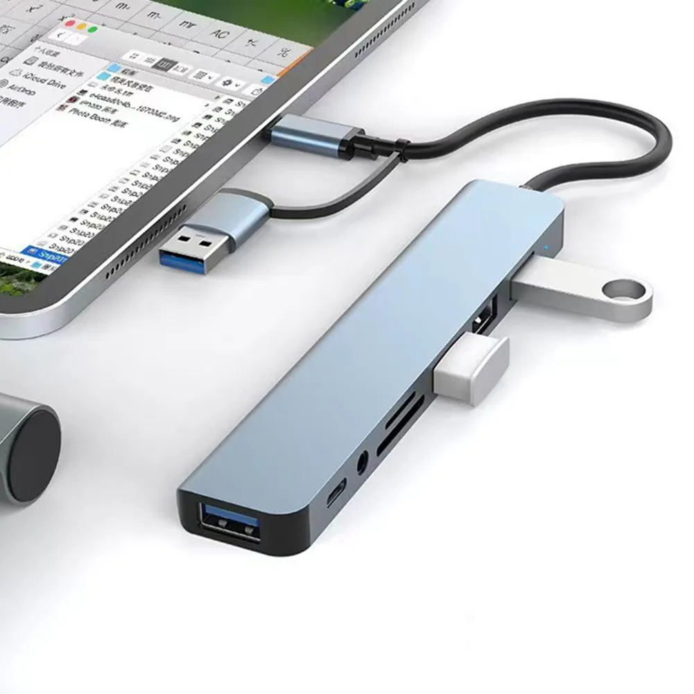 8-Port USB 3.0 Hub with Type C and SD/TF Card Reader, Aluminum Alloy ...