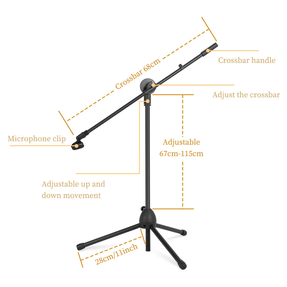 Adjustable Microphone Stand Tripod: Flexible Stage Boom With Height Up ...