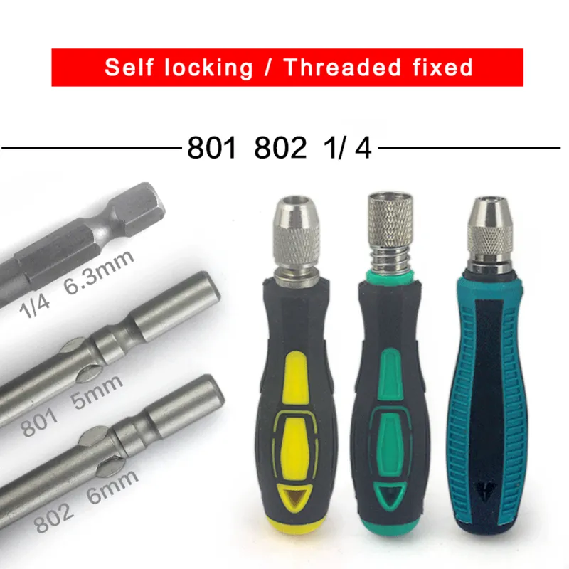 801 802 Screwdriver Bit Handle PP+PVC For 6MM 5MM 1/46.35mm Bits Round ...