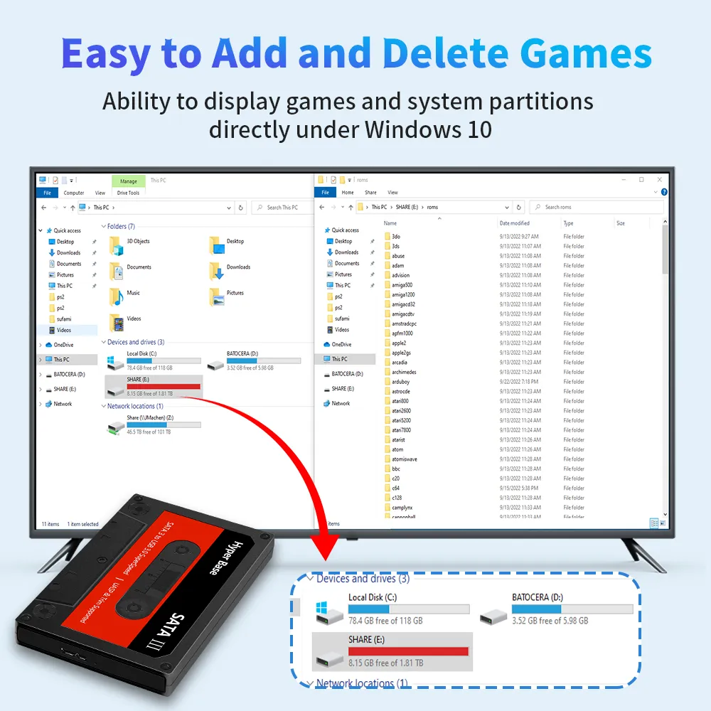 Batocera Retro Gaming Hard Drive 2TB External HDD Windows Game HDD Game Console for PS3/PS2/PS1 ...
