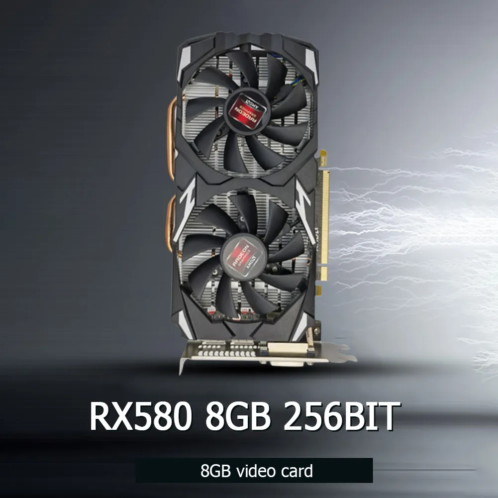 RX580 Gaming Graphics Card - 1/2/4/8GB DDR3 GPU, PCI-E X16, HD+VGA+DVI ...