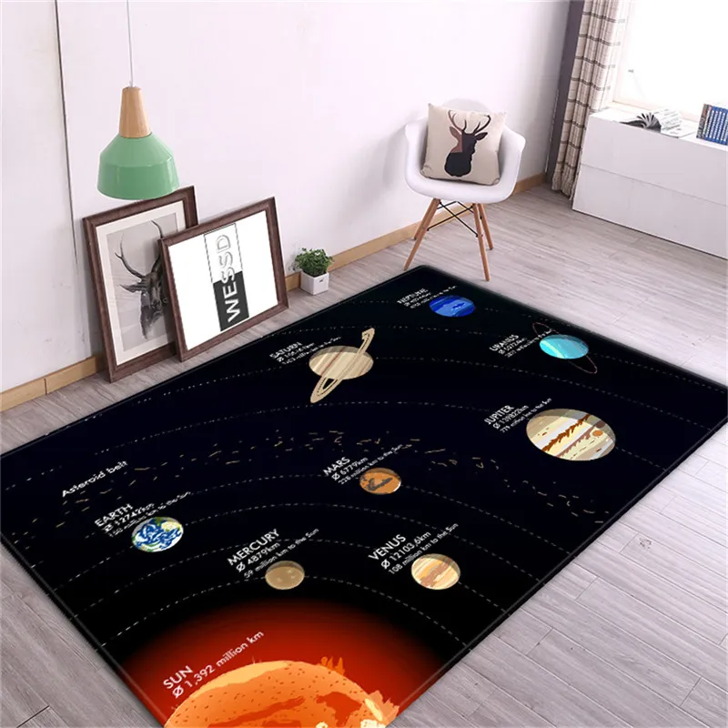 3D Solar System Floor Rug For Kids: Space Planet Play Mat For Boys ...