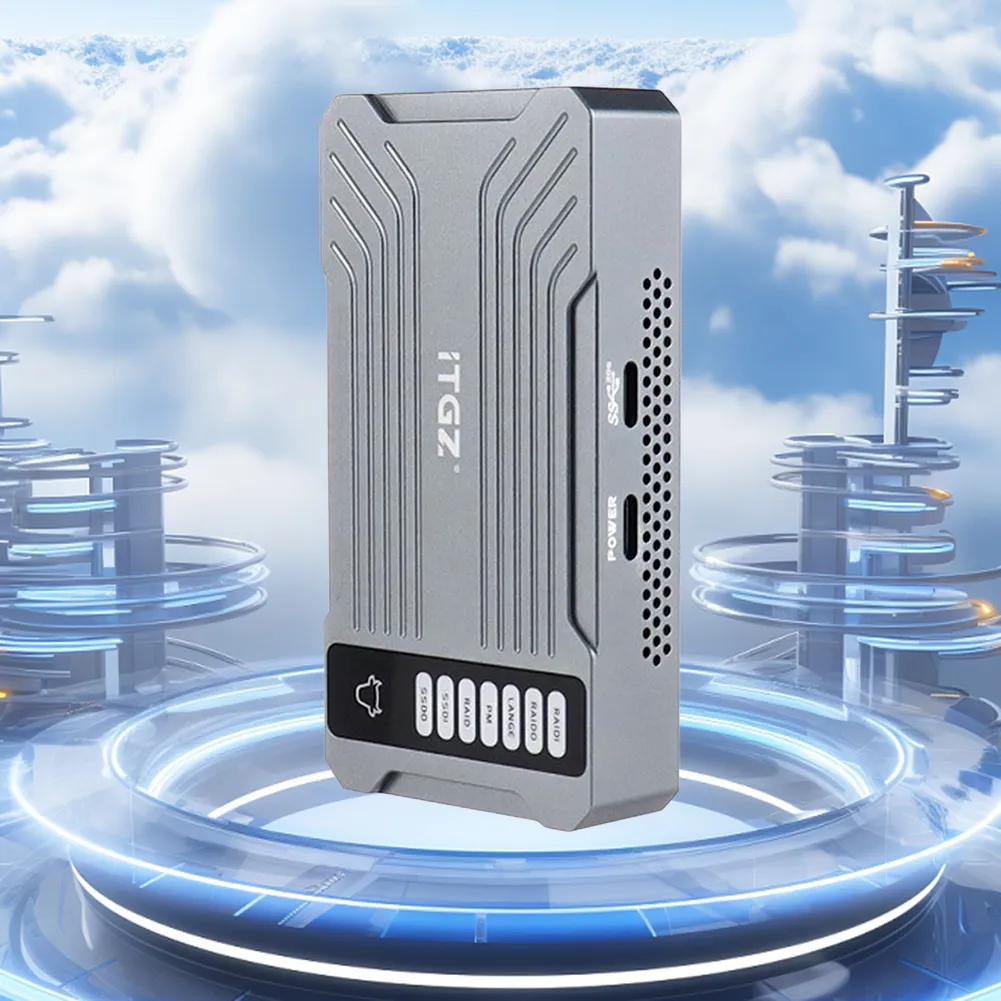 M.2 NVMe SSD RAID Enclosure, 20Gbps Dual Bay Solid State Drive Case ...