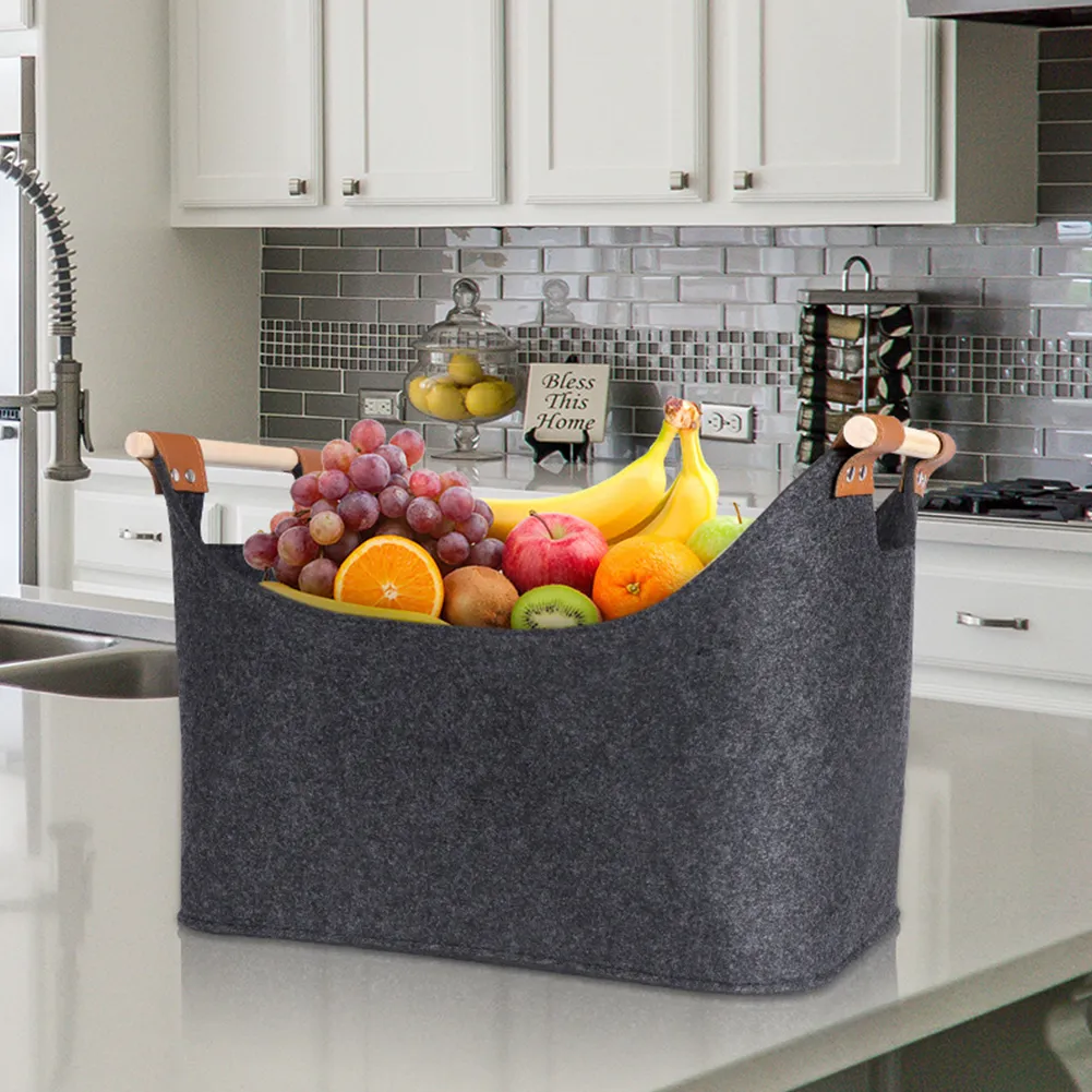 Felt Basket Firewood Box Large Capacity 57 L Foldable Wood Carrier with ...